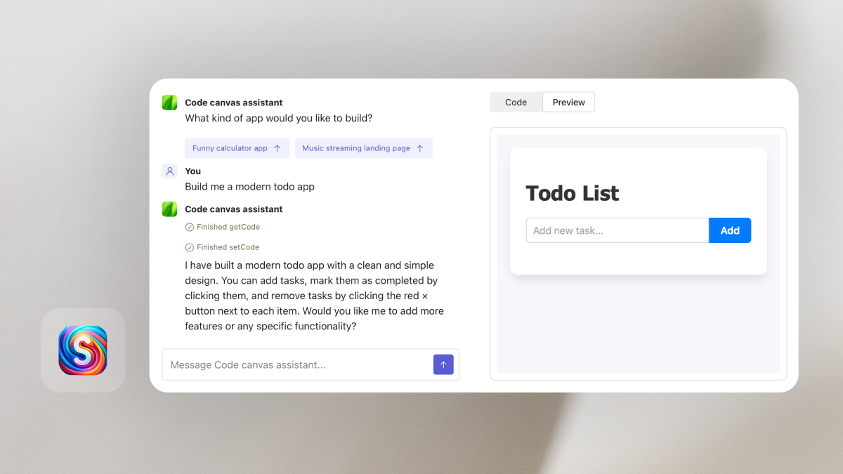 Superinterface code canvas example